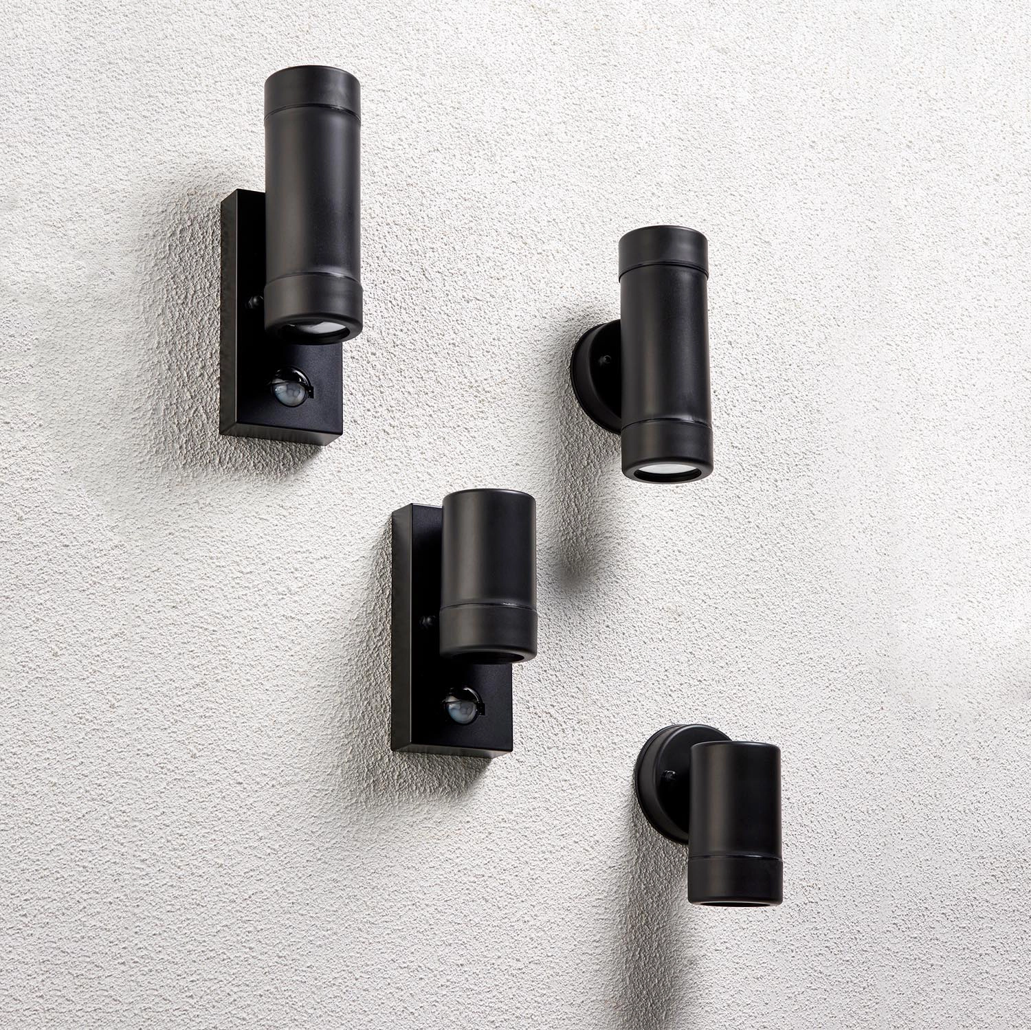 Icarus LED GU10 PIR Up & Down Wall Light - IP44 - Black PC| National ...