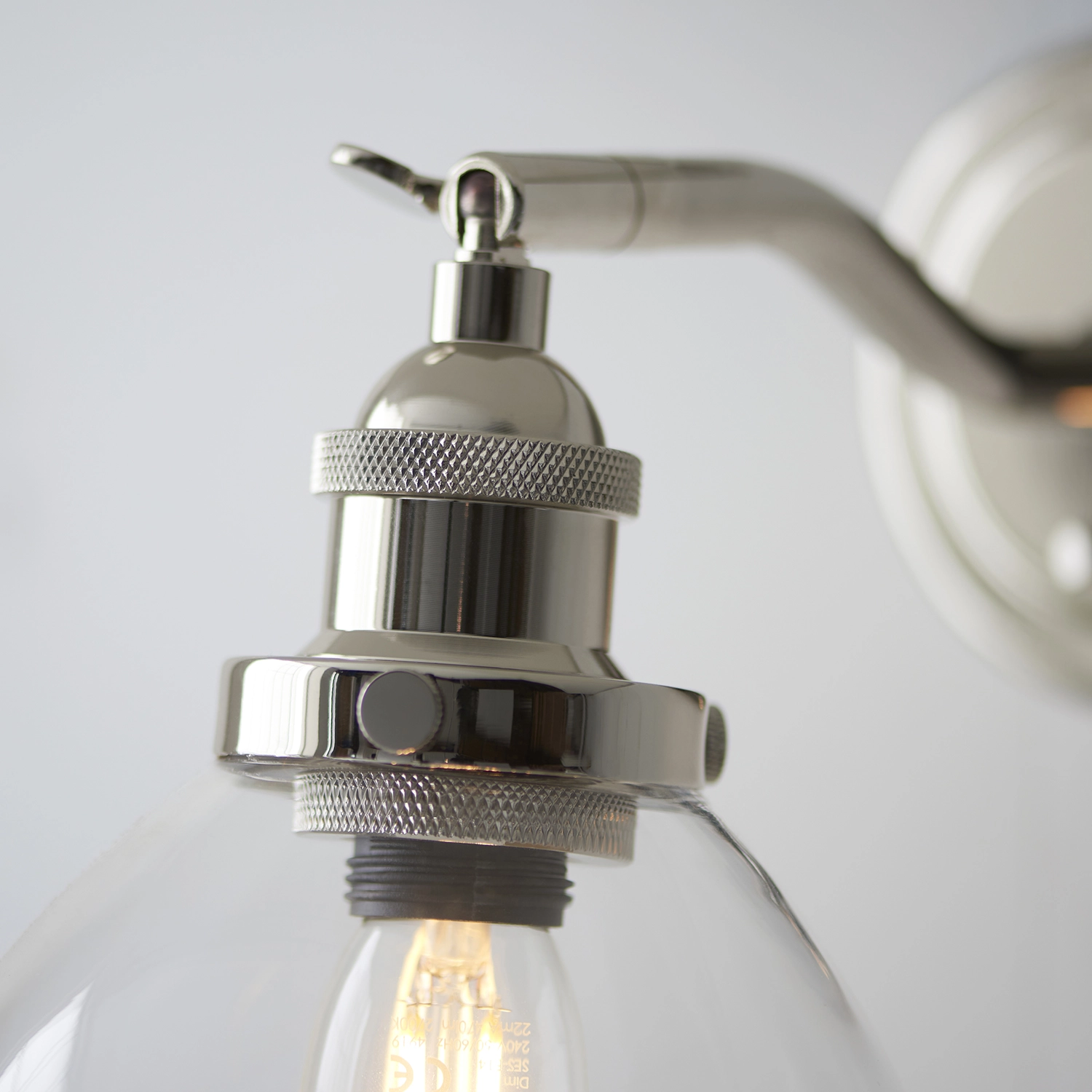 National Lighting | HANSEN | Wall Light | Bright Nickel & Clear Glass ...