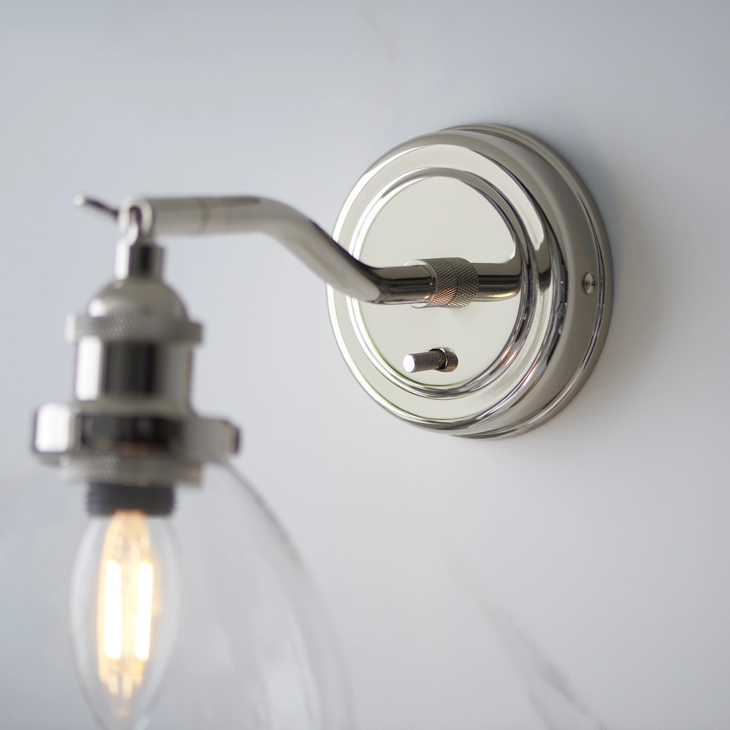 National Lighting | HANSEN | Wall Light | Bright Nickel & Clear Glass ...