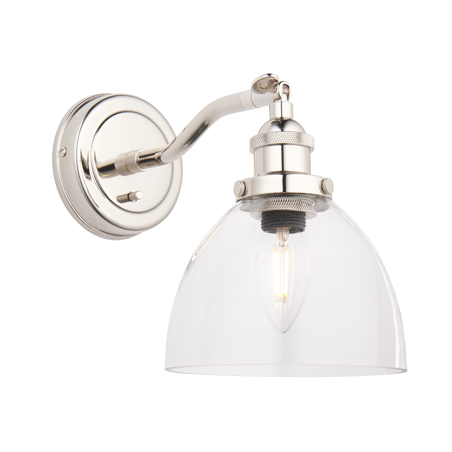 National Lighting | HANSEN | Wall Light | Bright Nickel & Clear Glass ...