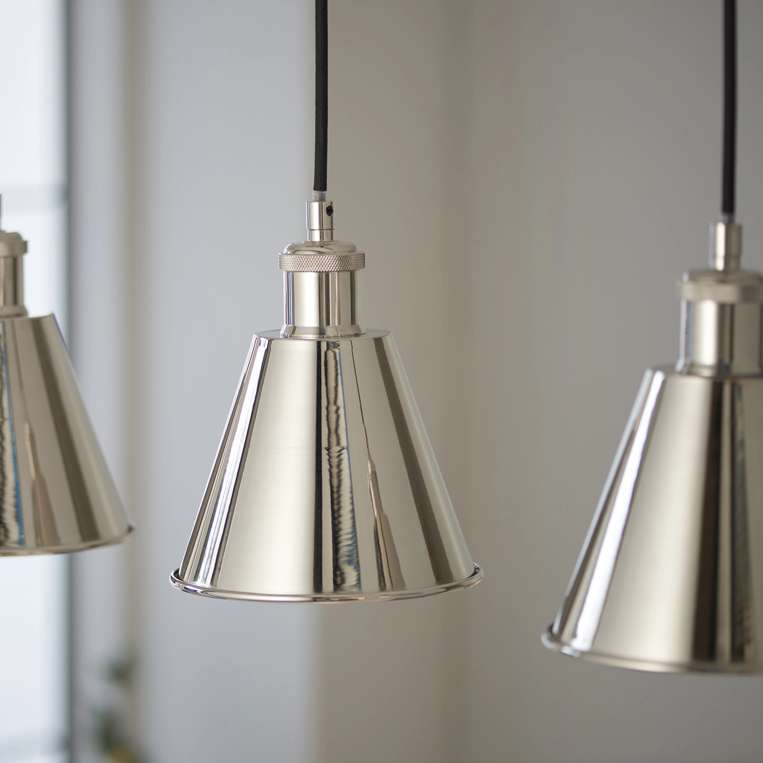 National Lighting | ZEB | 3-Light Linear Pendant | Bright Nickel ...