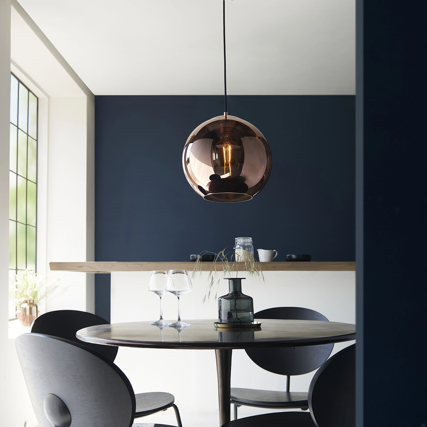 BOULA | Pendant Light | Copper Mirrored Glass & Matt Black| National ...