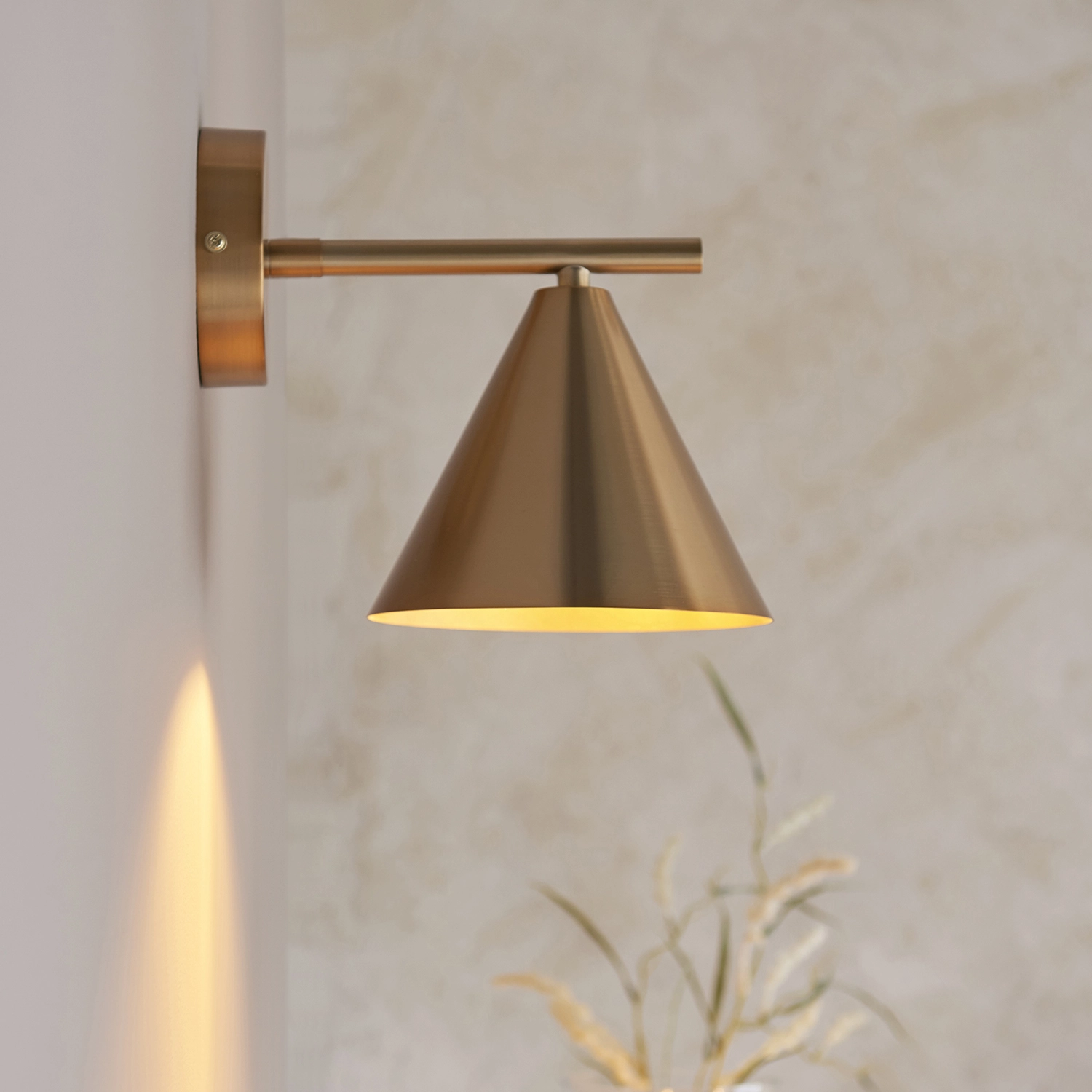 National Lighting | FUNNEL | Wall Light | Warm Antique Brass | National ...