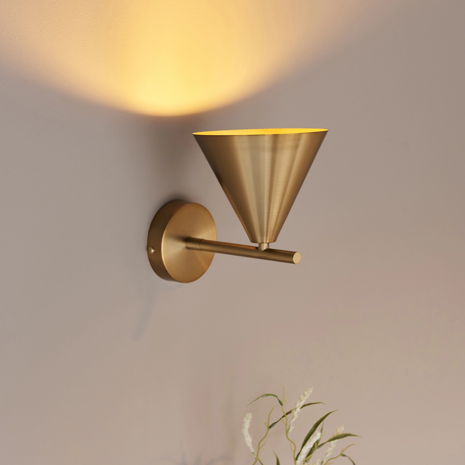 National Lighting | FUNNEL | Wall Light | Warm Antique Brass | National ...