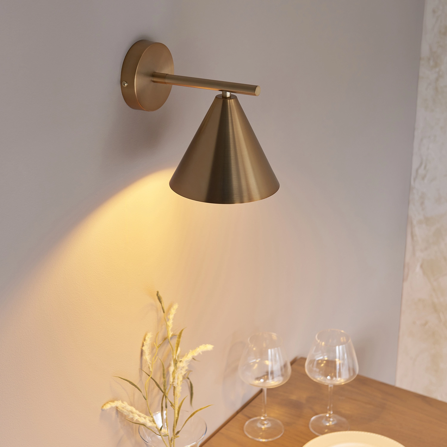 National Lighting | FUNNEL | Wall Light | Warm Antique Brass | National ...