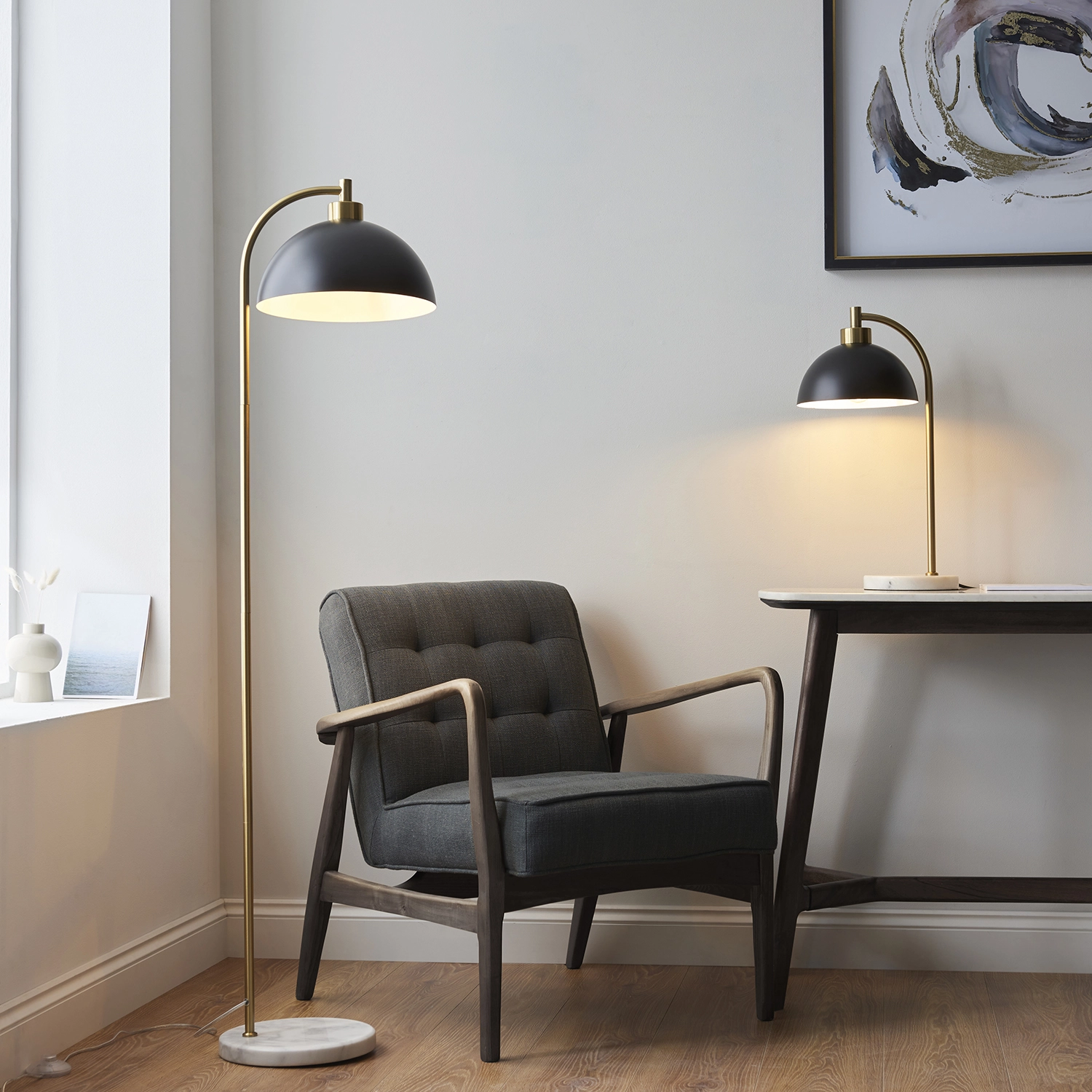 National Lighting | BURGESS | Task Table Light | Matt Black & Antique ...