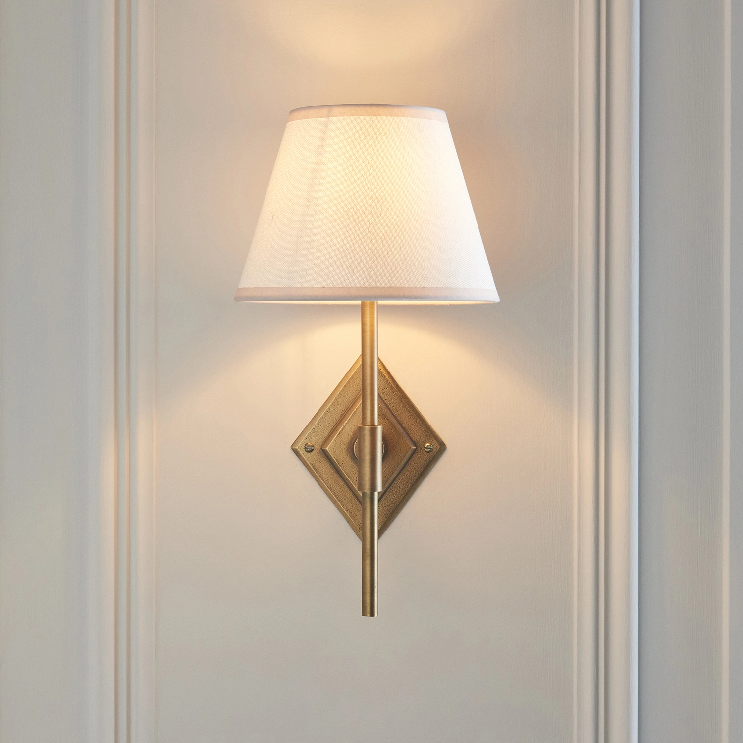 PRISM AXIS Brass Wall Fitting & IKKAT 20cm White Shade | National ...
