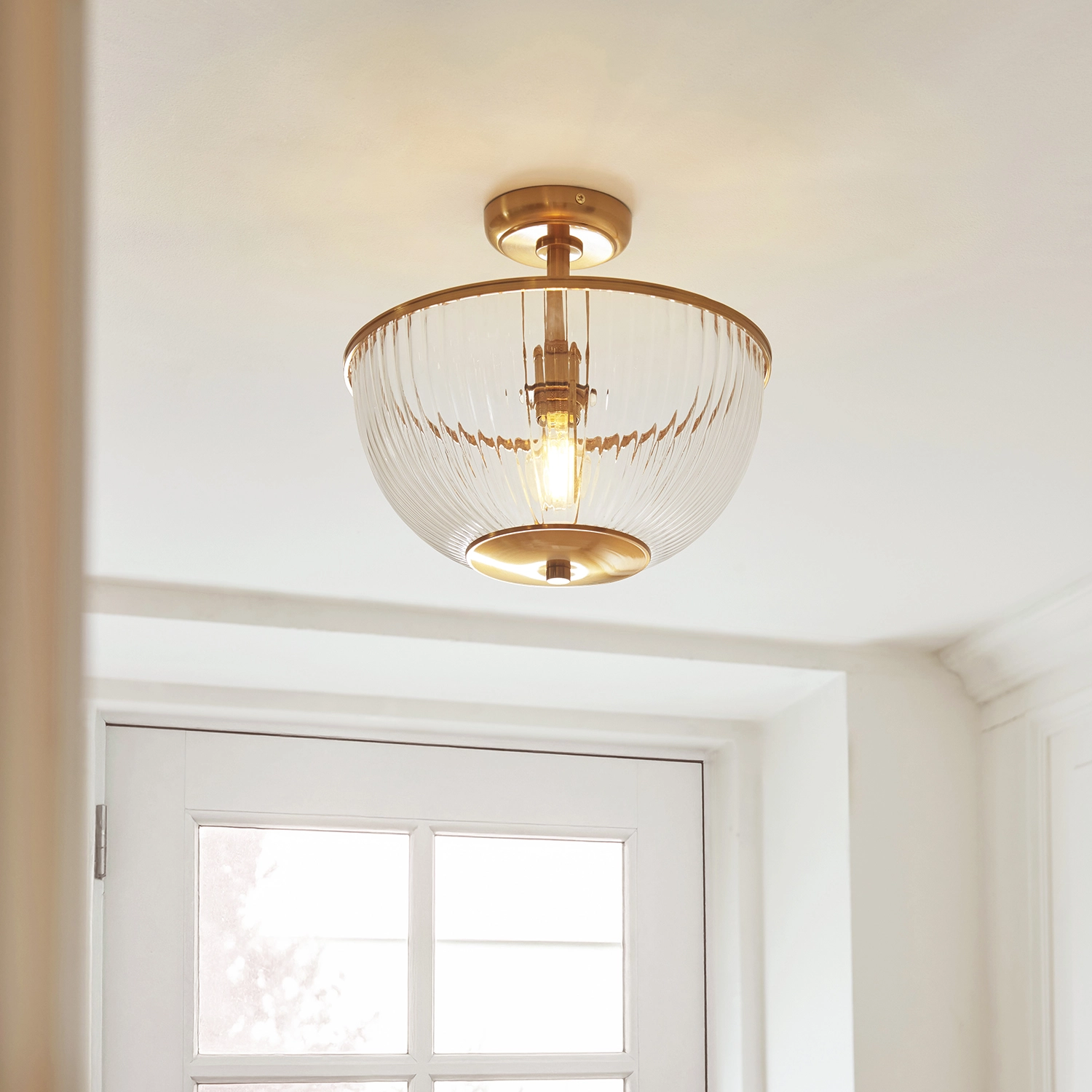 EVERSLEY Uplighter Flush Light - Vintage Brass | National Lighting ...