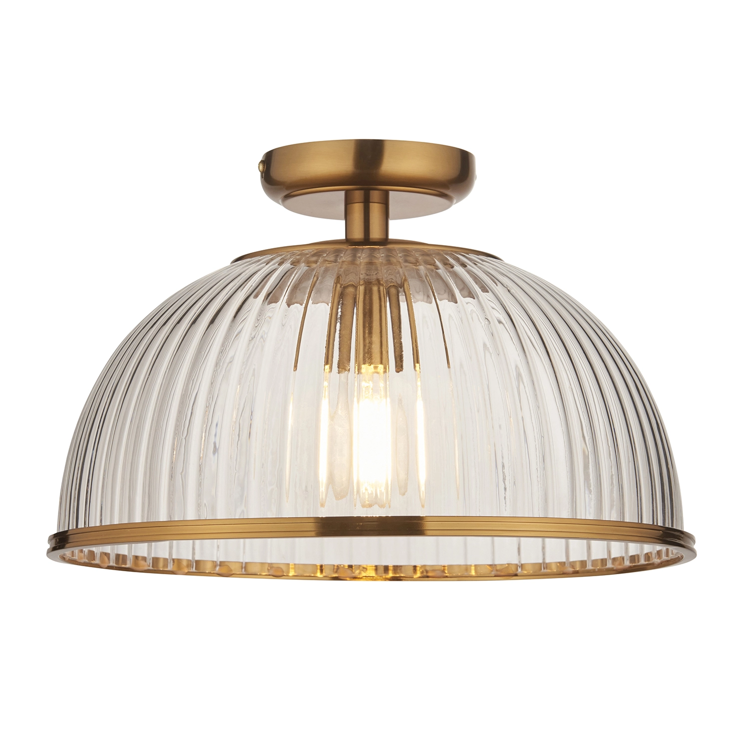 EVERSLEY Flush Light - Vintage Brass & Ribbed Glass | National Lighting ...