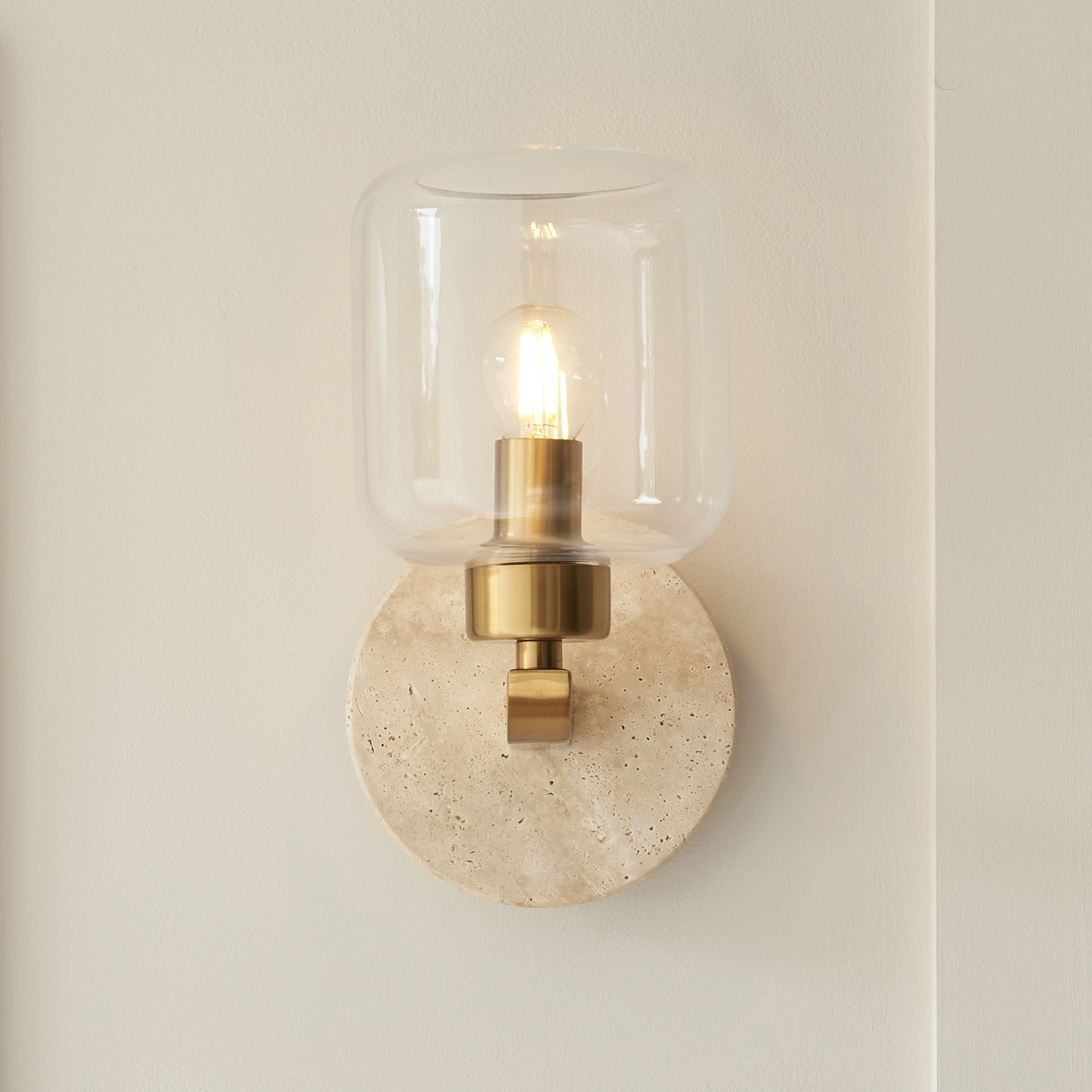 SCOTT Wall Light - Travertine & Vintage Brass | National Lighting ...