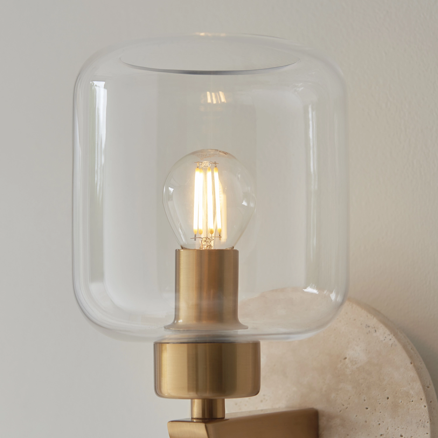 SCOTT Wall Light - Travertine & Vintage Brass | National Lighting ...