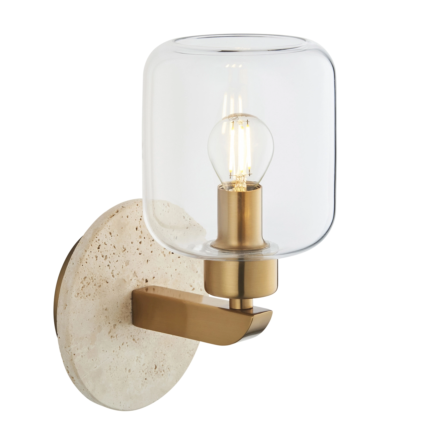 SCOTT Wall Light - Travertine & Vintage Brass | National Lighting ...