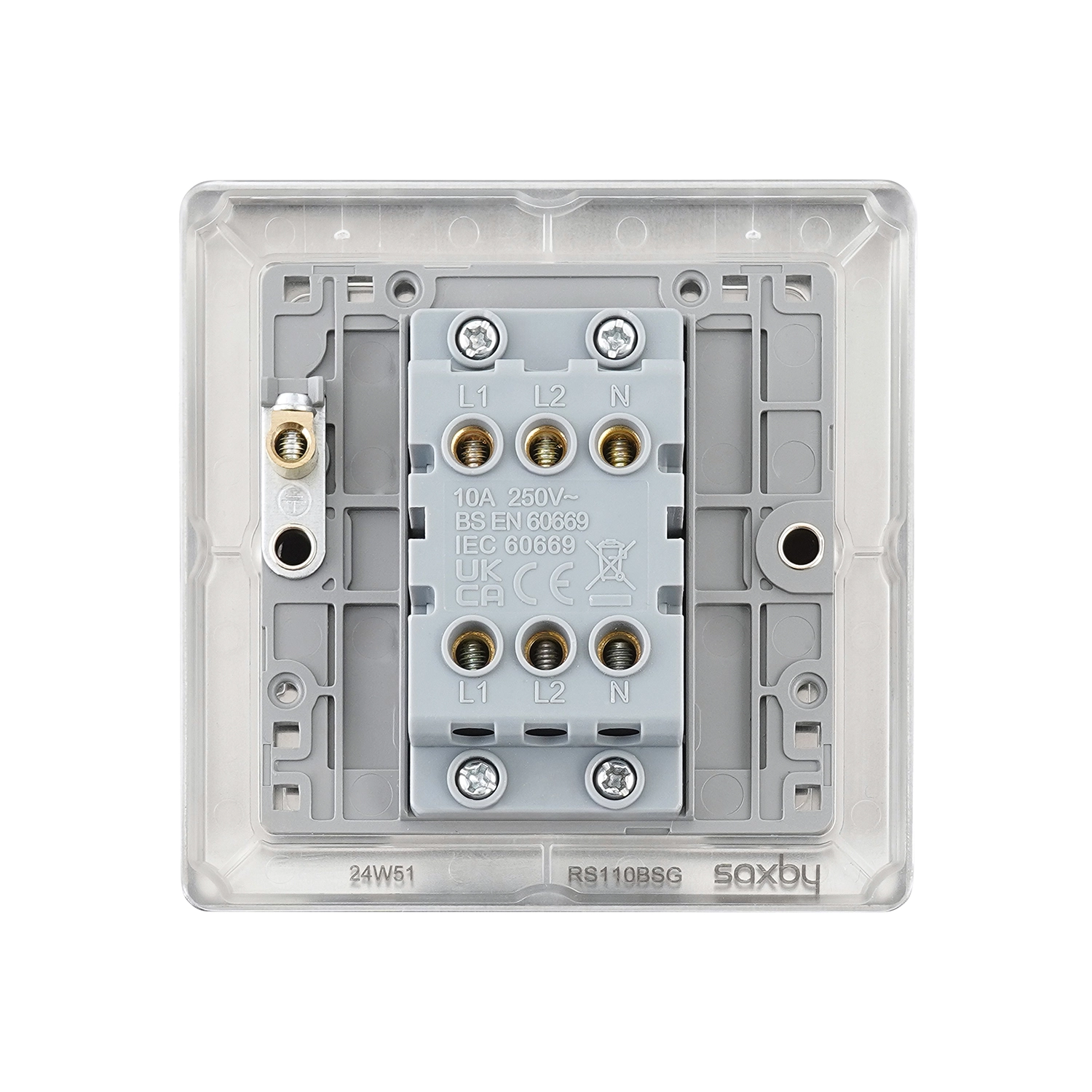 Raised Screwed 1G Fan Isolator - Brushed Steel, Grey Insert | National ...