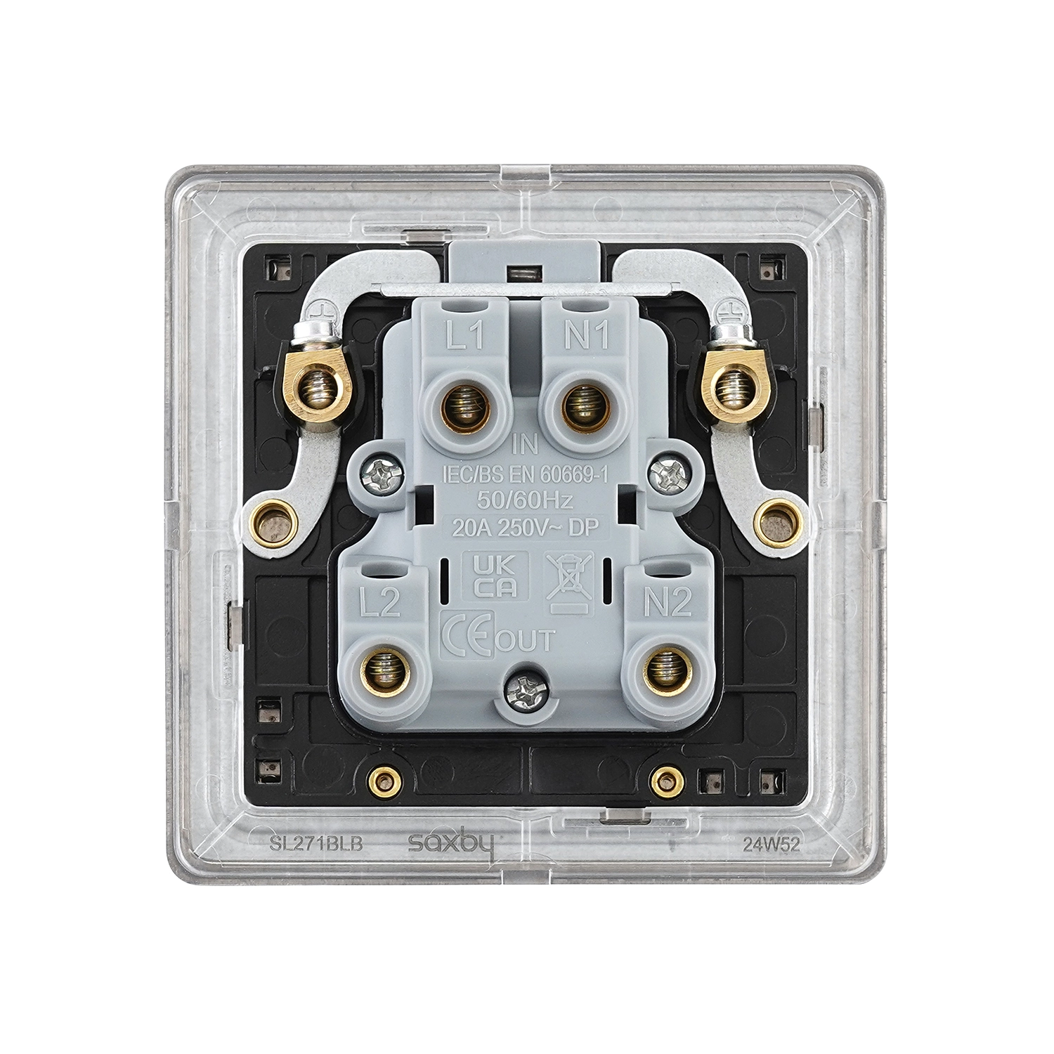 Screwless 20A 1G DP Switch - Matt Black, Black Insert | National ...