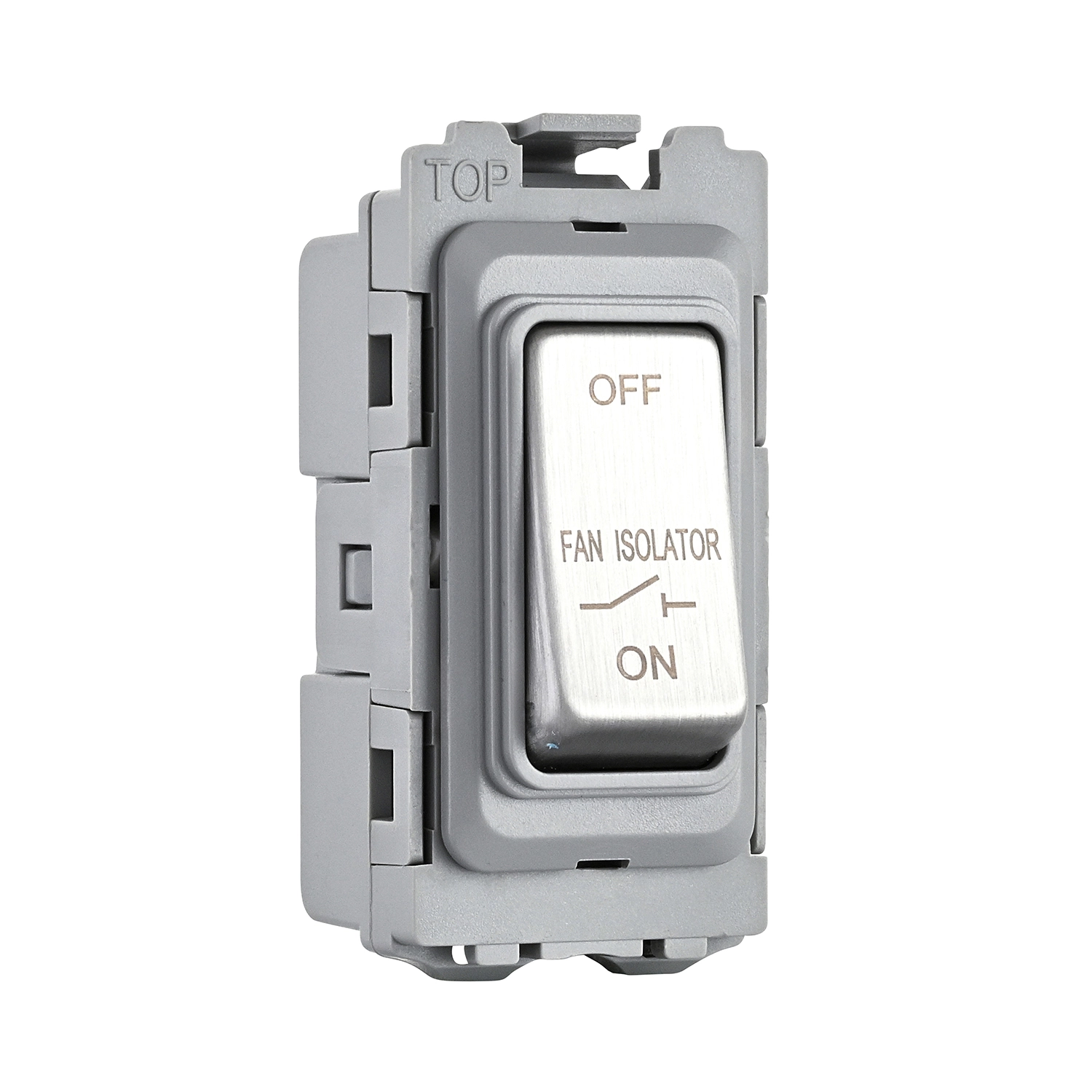 Grid 10A Fan Isolator Grid Module - Brushed Steel | National Lighting ...