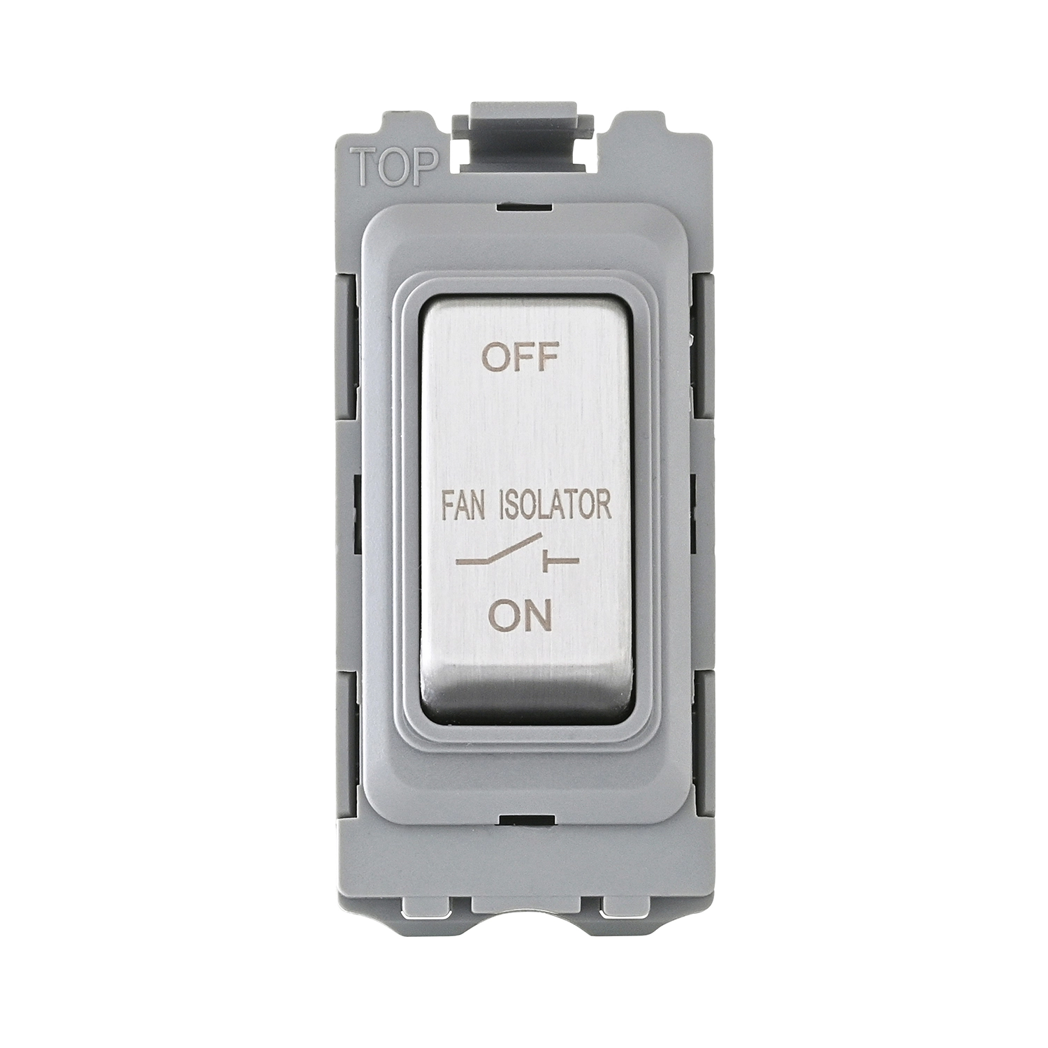 Grid 10A Fan Isolator Grid Module - Brushed Steel | National Lighting ...