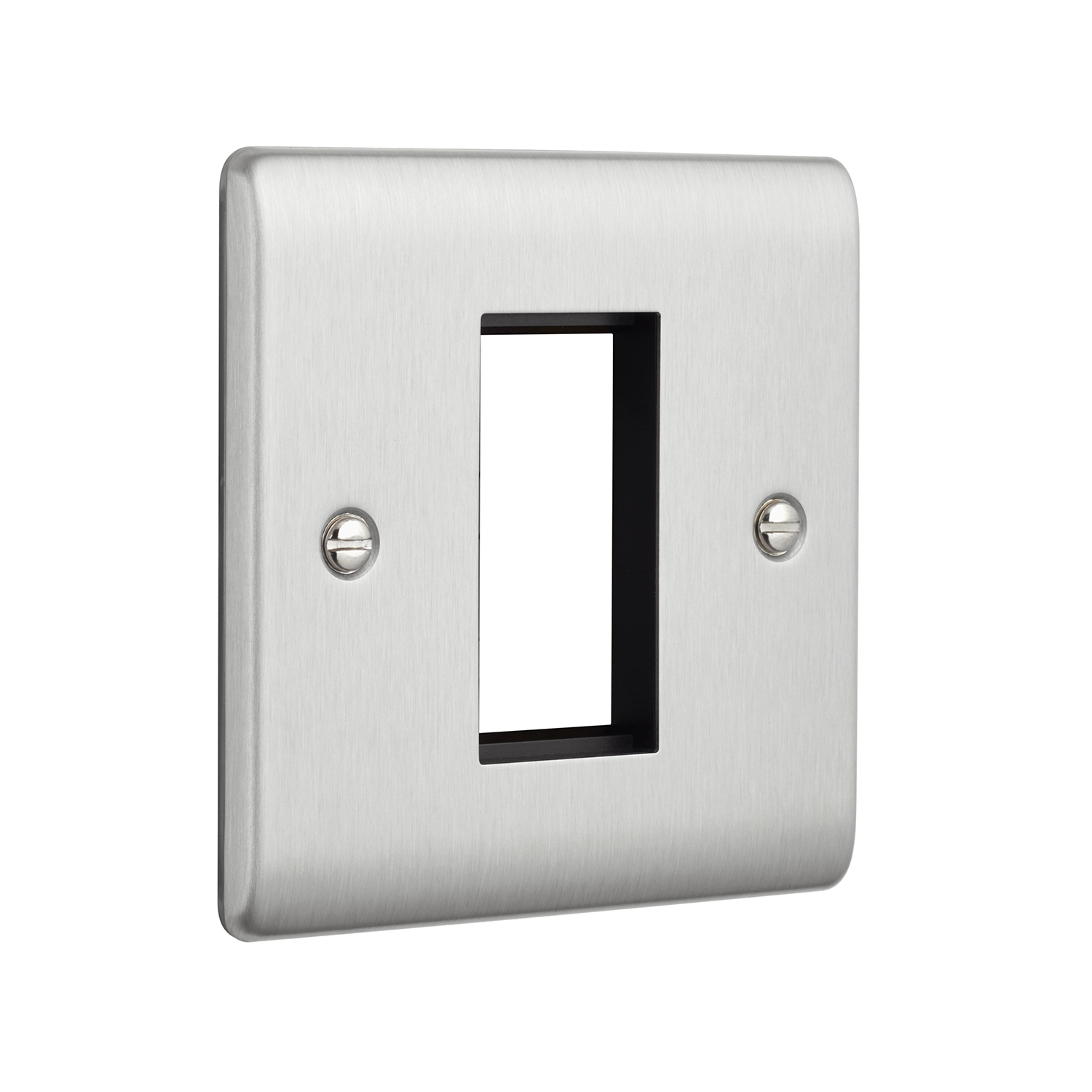Raised Screwed 1G Modular Faceplate - Brushed Steel | National Lighting ...