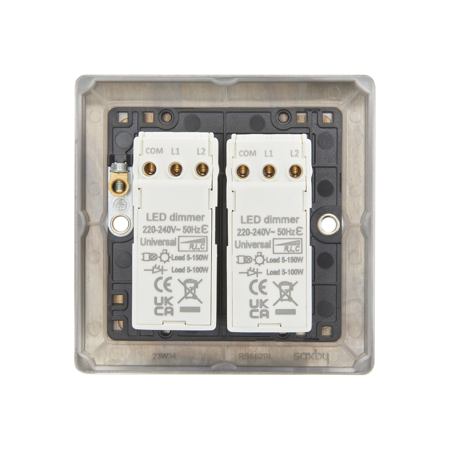 Raised Screwed 2G LED Dimmer 5-100W - Matt Black | National Lighting ...