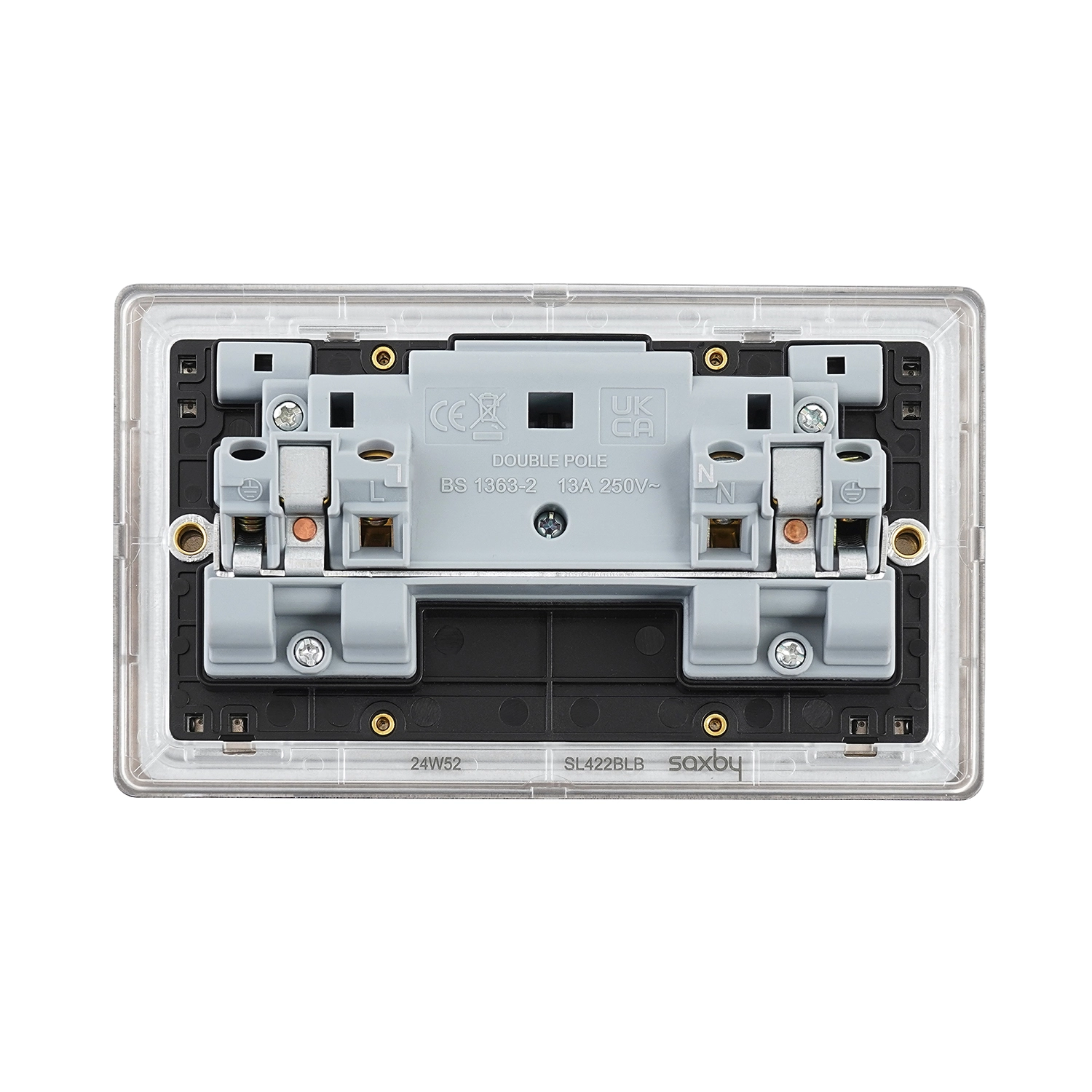 Screwless 13A 2G DP Switched Socket - Matt Black, Black | National ...