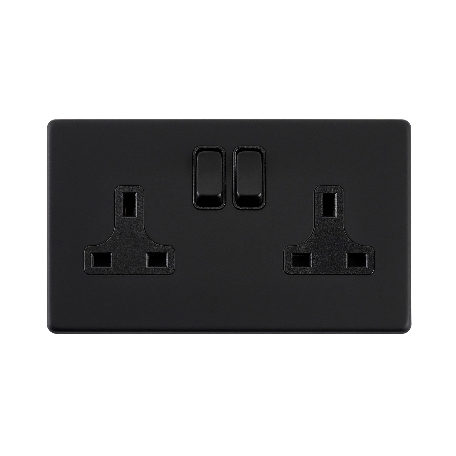 Screwless 13A 2G DP Switched Socket - Matt Black, Black | National ...