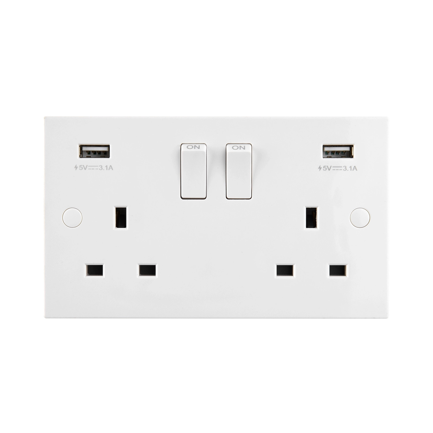 Square Edge 13A 2G DP Switched Socket with twin 5V USB | National ...