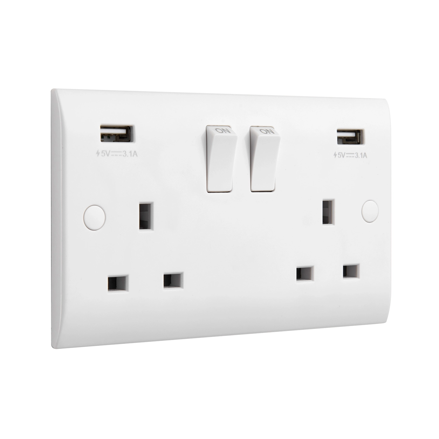 Curved Edge 13A 2G DP Switched Socket with twin 5V USB | National ...