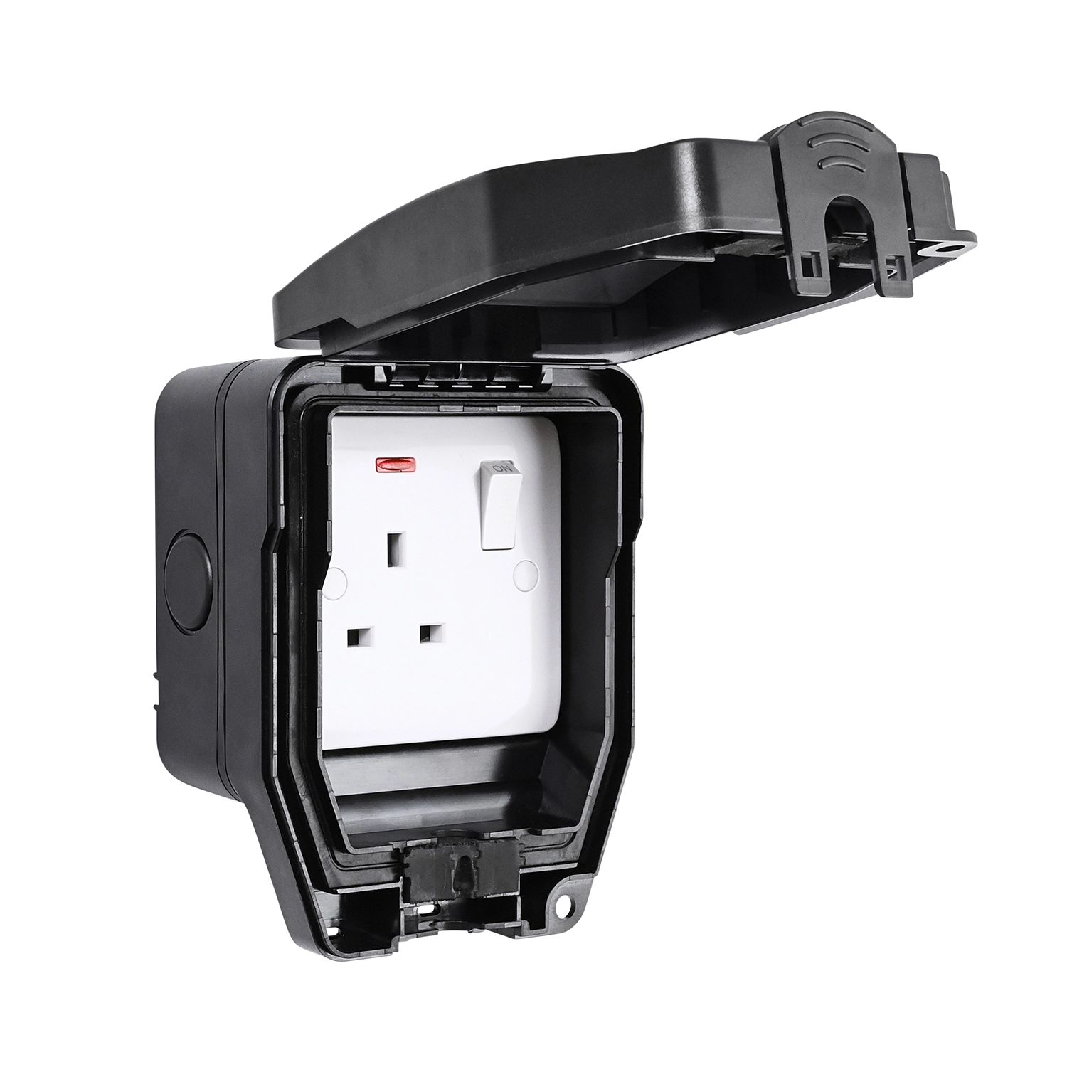 Weatherproof 13A 1G DP Switched Socket - Black | National Lighting ...