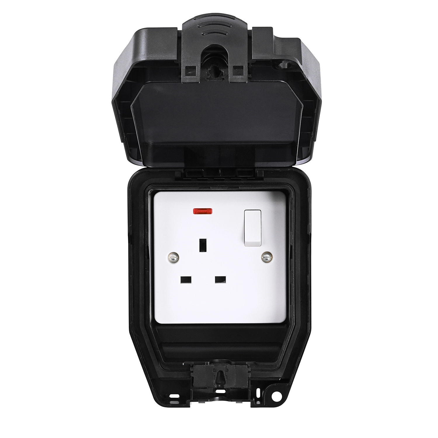 Weatherproof 13A 1G DP Switched Socket - Black | National Lighting ...