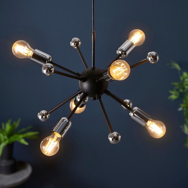 SALUS Multi Arm Lamp Pendant | Matt Black & Chrome Plate| National ...